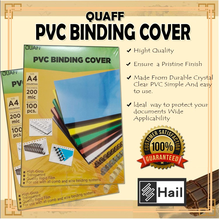 QUAFF PVC BINDING COVER (A4 short long) 200MIC (100 PCS) | Shopee Philippines
