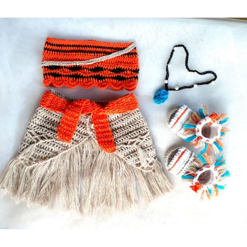 Orange Crochet Moana Costume set | Shopee Philippines