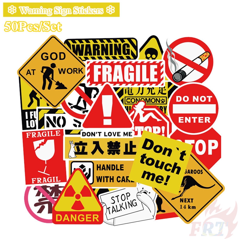 Warning Sign Series 01 Stickers 50Pcs/Set Warning Mark DIY Fashion ...