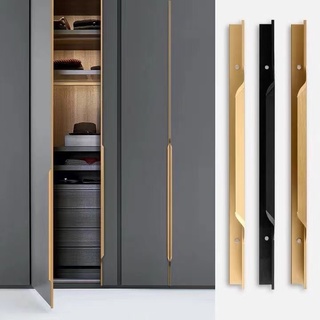 Customized Invisible Handles Long Wardrobe Drawers Dark Embedded Non ...