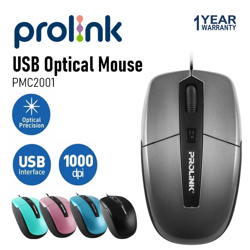 PROLiNK USB Optical Mouse PMC2001/Ergonomic Design/Plug and Play/For ...