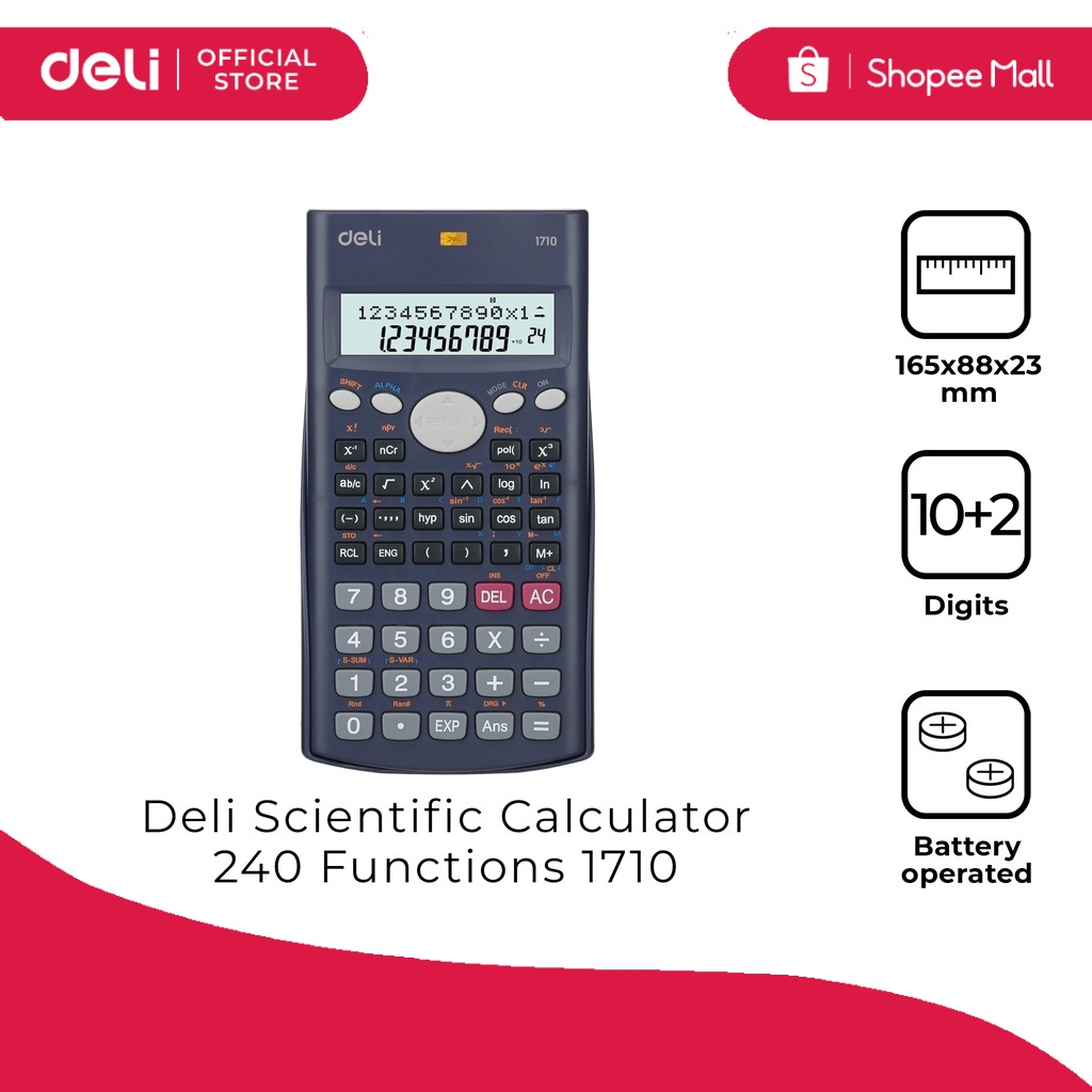 Deli 1710 Scientific Calculator 240 Functions (1PC) [75281710] | Shopee ...