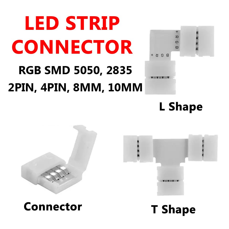 2 Pin 3 Pin 4 Pin 5 Pin 6 Pin LED Strip Connector 8MM, 10MM, 12MM T & L ...