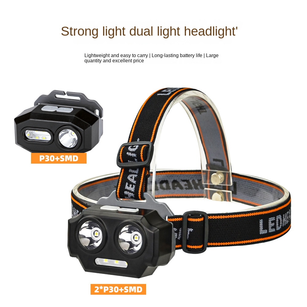 1200 MA Dual Light Source Headlamp 18650 Strong Light Remote LED ...