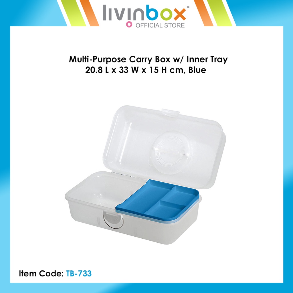 Livinbox Multi-Purpose Carry Box w/ Inner Tray 20.8 L x 33 W x 15 H cm ...