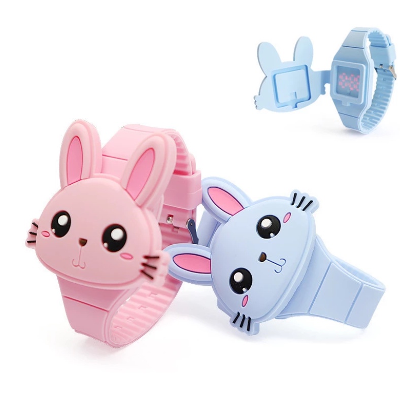 Cartoon Rabbit Flip Children's Electronic Watch | Shopee Philippines