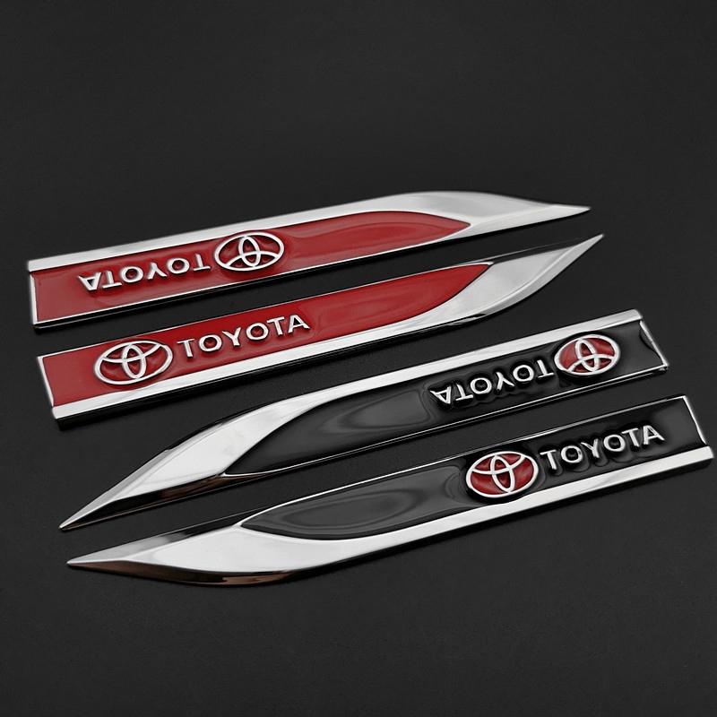 2 X Metal TOYOTA Logo Car Side Fender Decorative Blade Emblem Badge ...