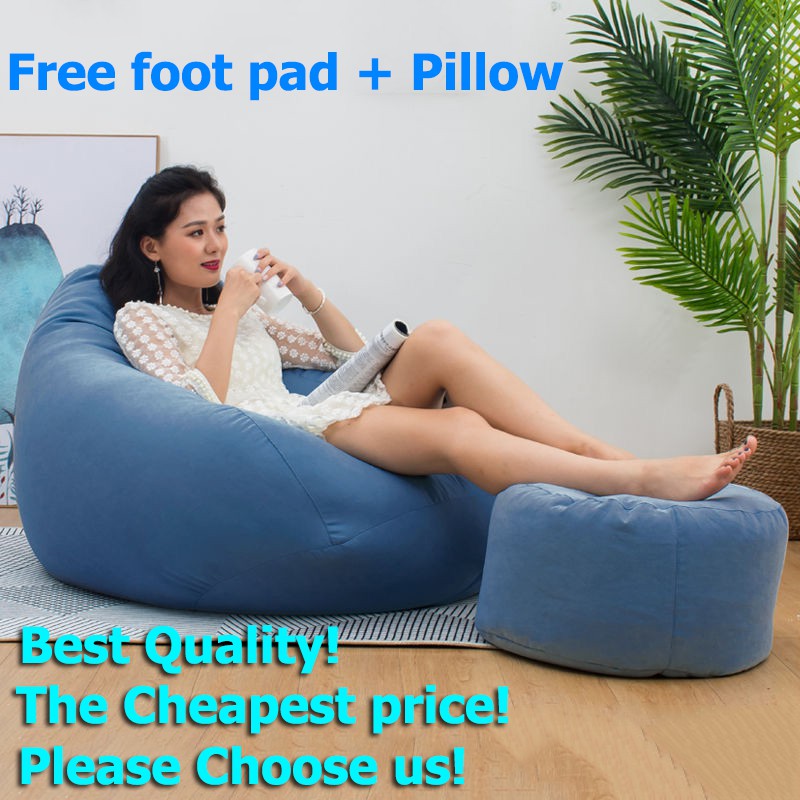 [Gift footstool+pillow] with FILLING large seat bean bag sofa chair ...