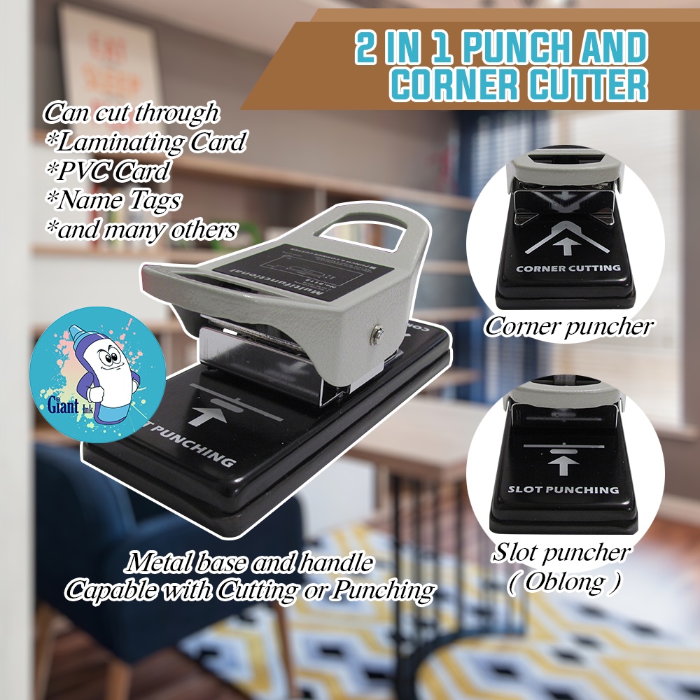 2 in 1 Puncher for ID [Corner, Oblong] Corner Puncher Heavy Duty PVC ID ...