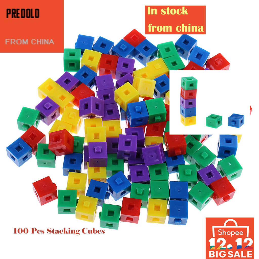 【IN STOCK】100 Pieces Stacking Cubes Kids Children Stacking Cube ...