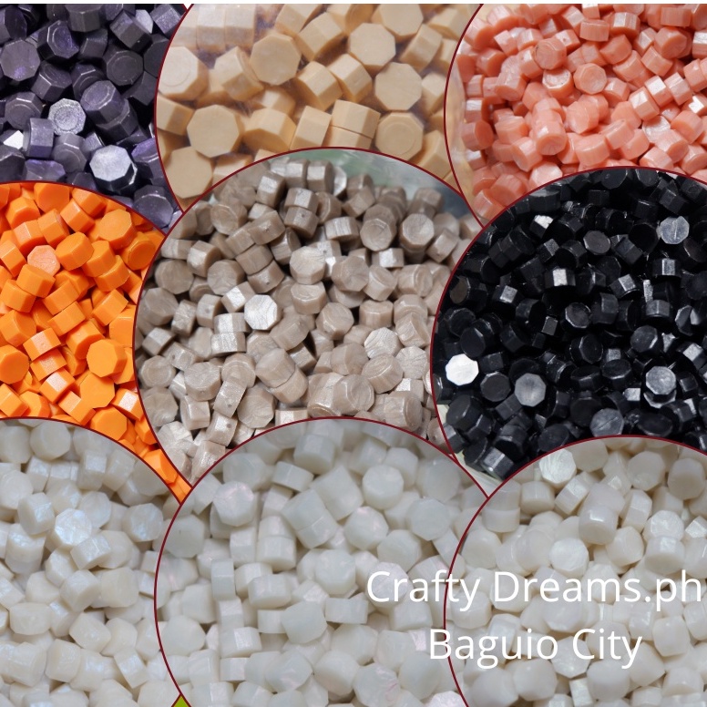 Orange Pearl White Raven Black Wax Seal pill beads Octagon wax beads ...