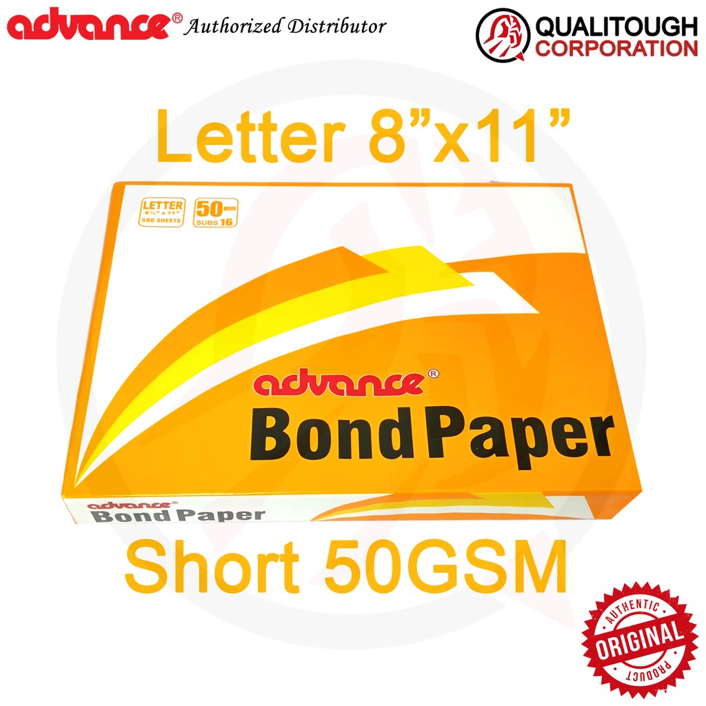 SHORT Advance bond paper subs 16 50gsm (thin) letter manipis | Shopee ...