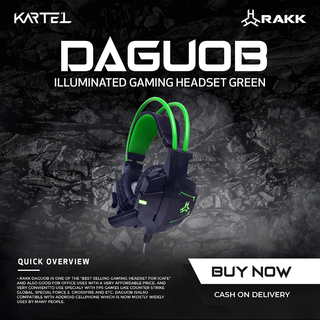 RAKK Daguob Illuminated Gaming Headset GREEN | Shopee Philippines