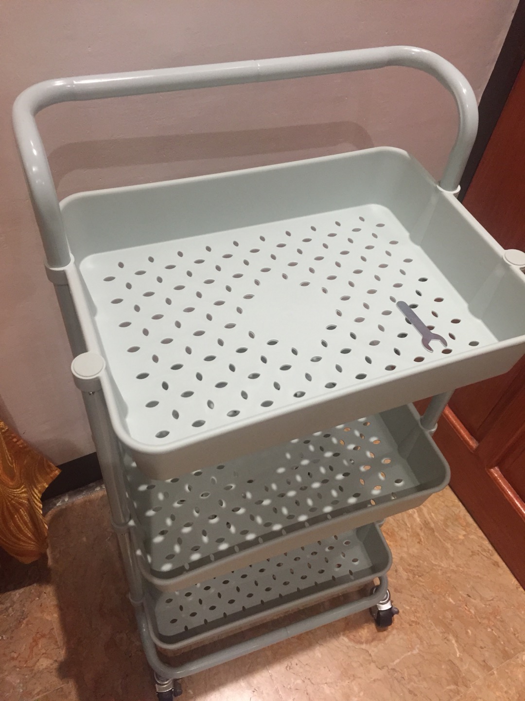 Locaupin No Screw 3-Tier Trolley Kitchen Utility Cart Shelf Storage ...