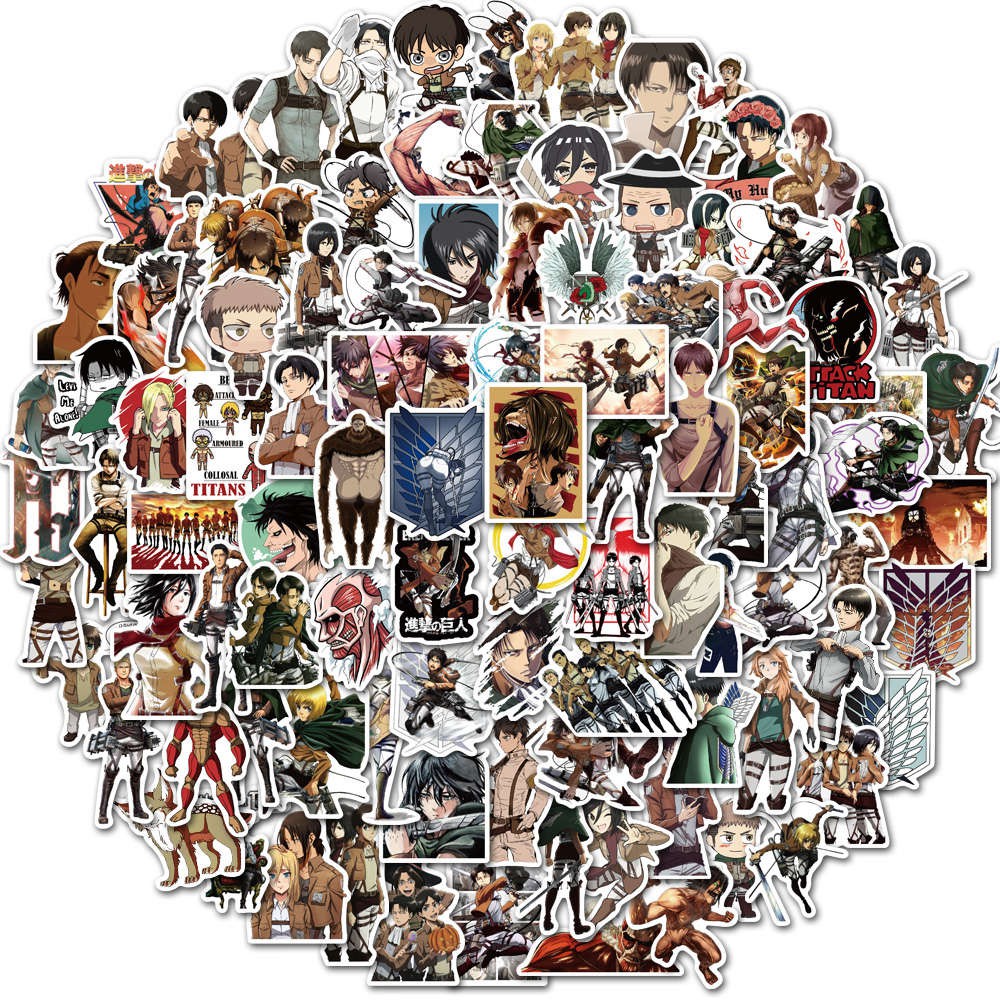 100PCS Attack on Titan Anime Sticker Cartoon Sticker for Skateboard ...