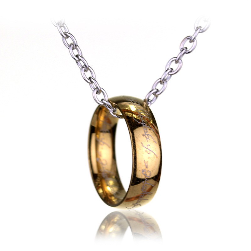 Lord of the Rings Fashion Ring Necklace Hobbit Gold Pendant | Shopee ...