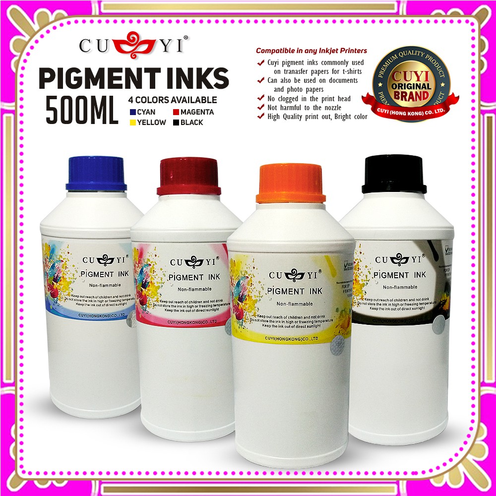 CUYI Pigment Ink 500ML (4 Colors) Compatible with all Inkjet Printers ...