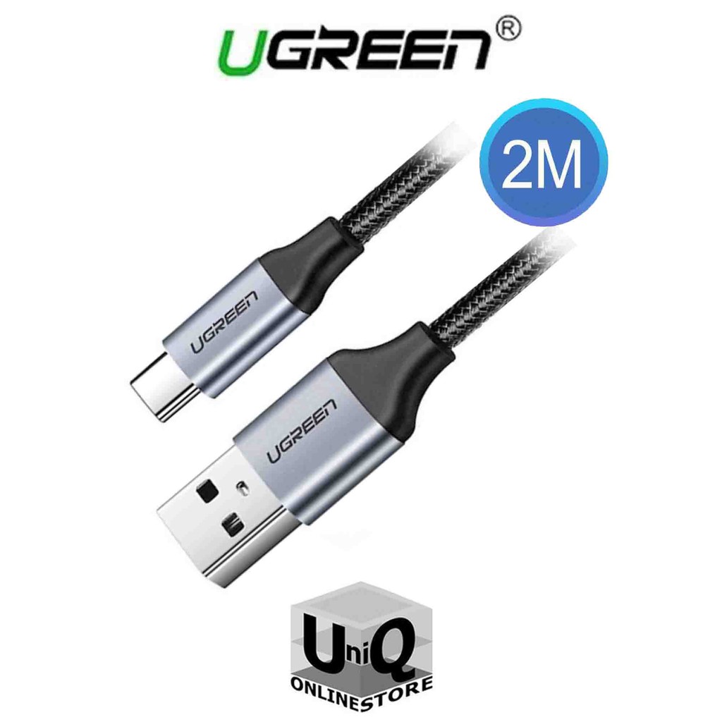 UGREEN 60128 USB-A 2.0 to Type C / USB-C Cable Nickel Plating Aluminum Braid 2m (Black) | Shopee ...