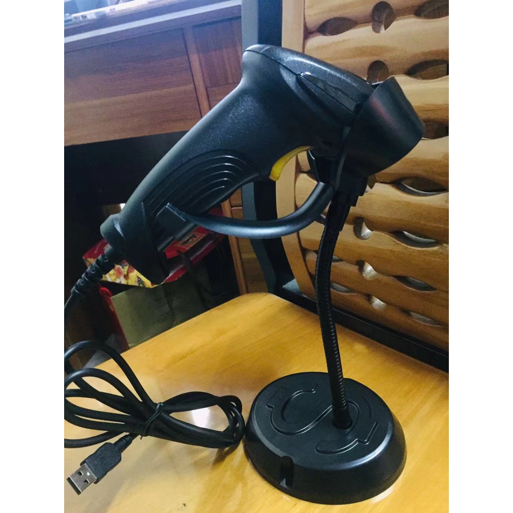 1D 2D Wired Barcode QR code Laser Scanner with Stand Handheld Barcode ...