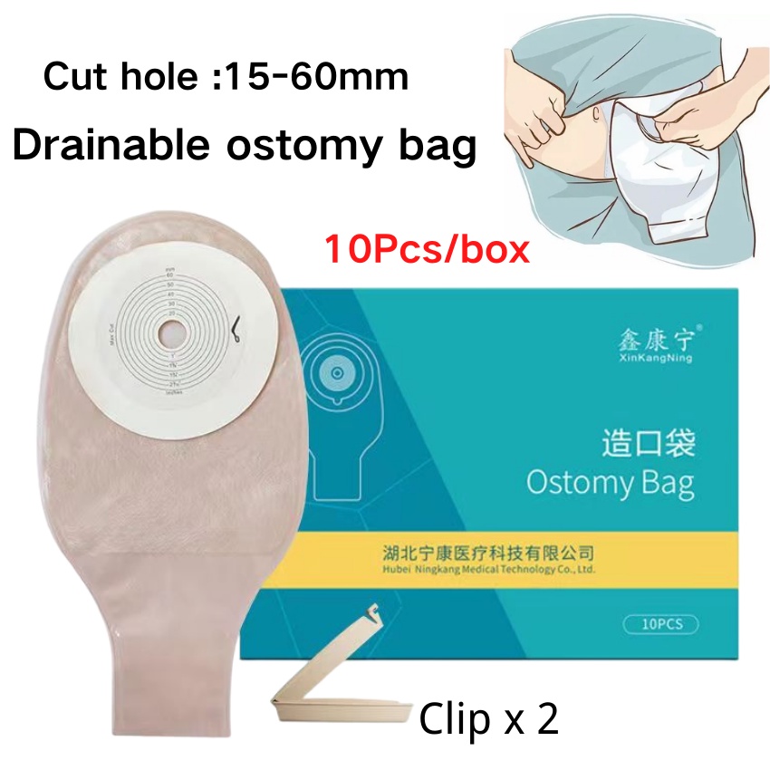10pcs Ostomy Bag One Piece System Drainable Colostomy Bag Pouch Stoma