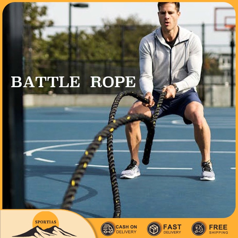 9M fitness heavy wave battle rope strength training rope muscle fitness ...