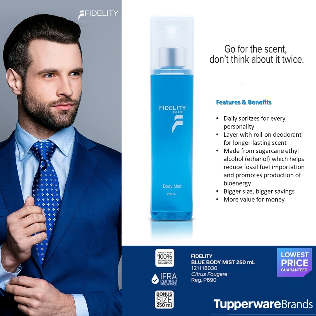 Fidelity Blue Body Mist 250 mL by Tupperware Brands | Shopee Philippines