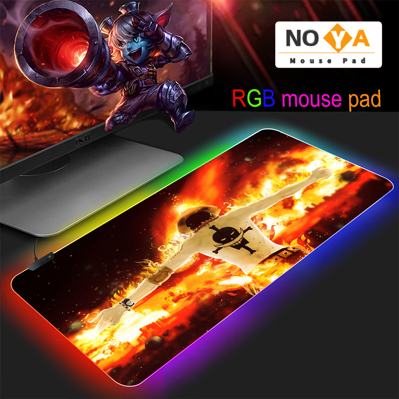 [one piece] NOYA Black RGB Mouse Pad Large Locking Edge Gamer Computer ...