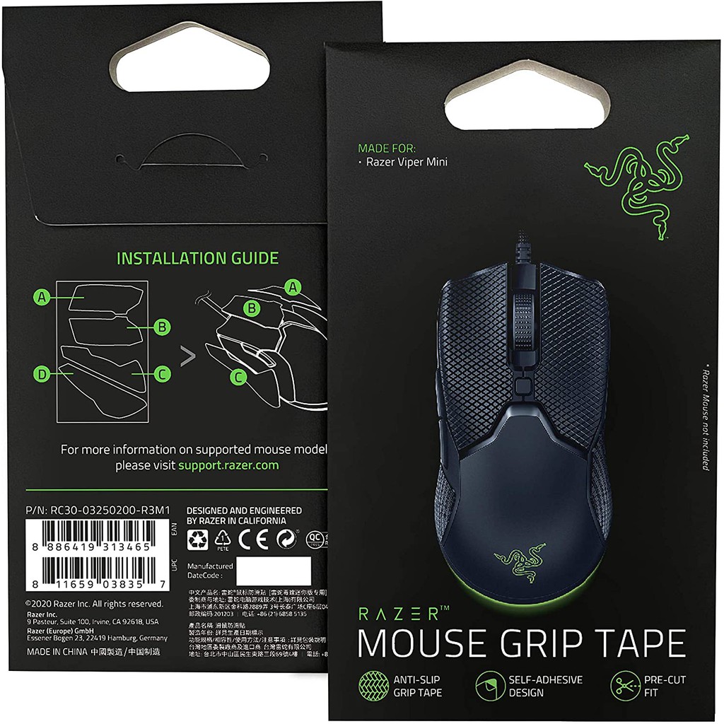 Razer Mouse Grip Tape - for Razer Viper/Viper Ultimate/ Deathadder V2 ...