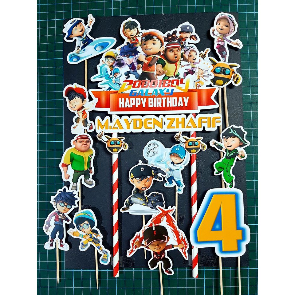 BOBOIBOY Custom Cake Topper Happy Birthday Laminated Material | Shopee ...