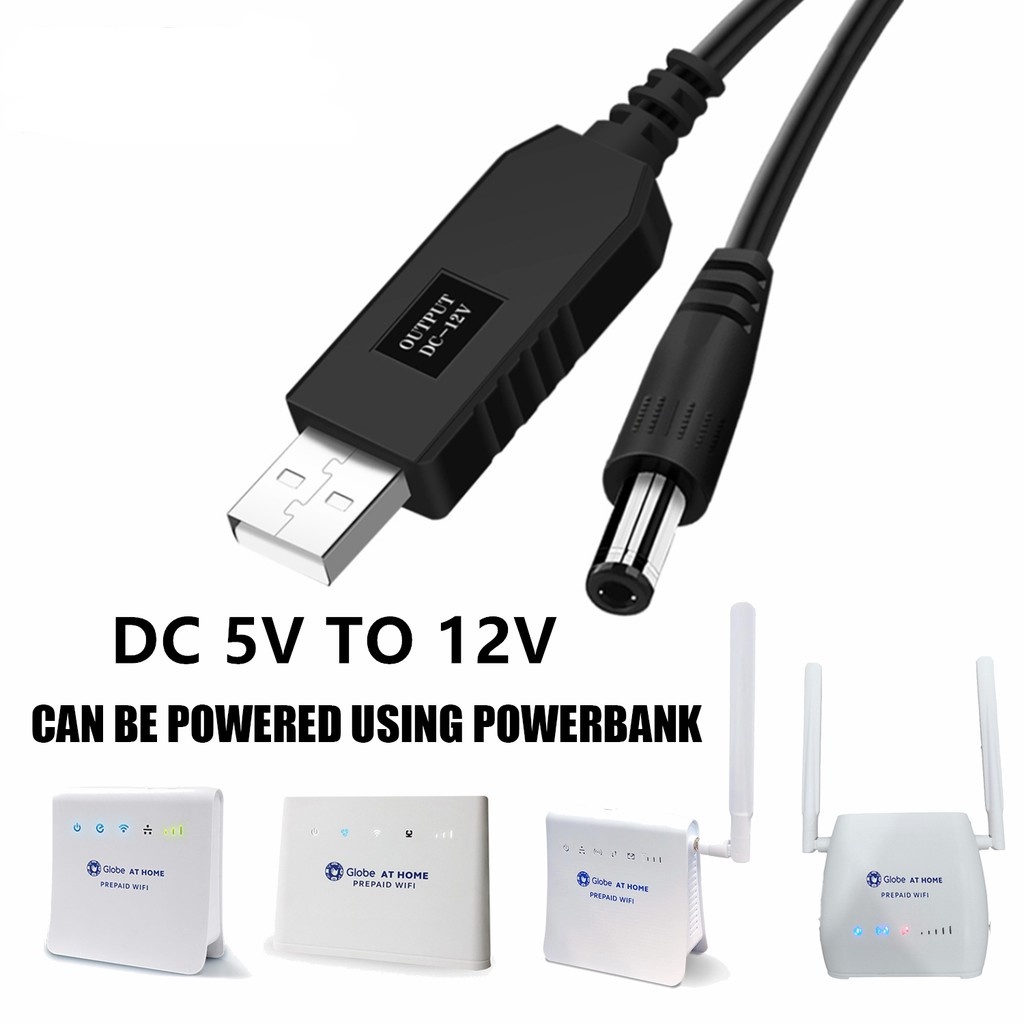 DC 5V to 12V USB Cable WiFi to Powerbank Connector Boost Converter Step ...