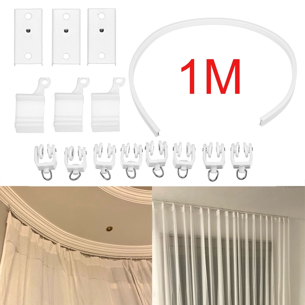 1M Flexible Ceiling Curtain Rail Cuttable Curtain Track Top Clamping ...