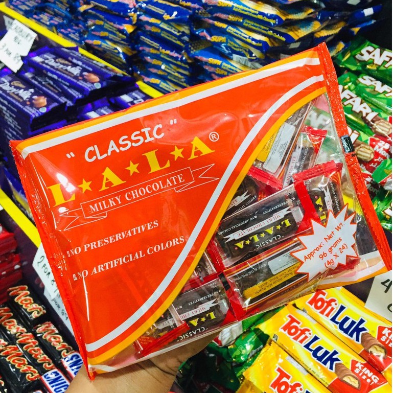 LALA Milky Chocolate / Ube Pastillas Chocolate Candy Bars Pack | 4grams x 24pcs | Shopee Philippines