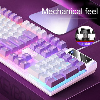 Pink Purple Girl Cute LED Backlight Gaming Keyboard and Mouse set ...