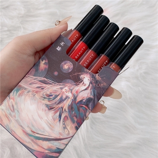 [5 packs] Chinese lip glaze set, student lipstick, non-stick matte lip ...
