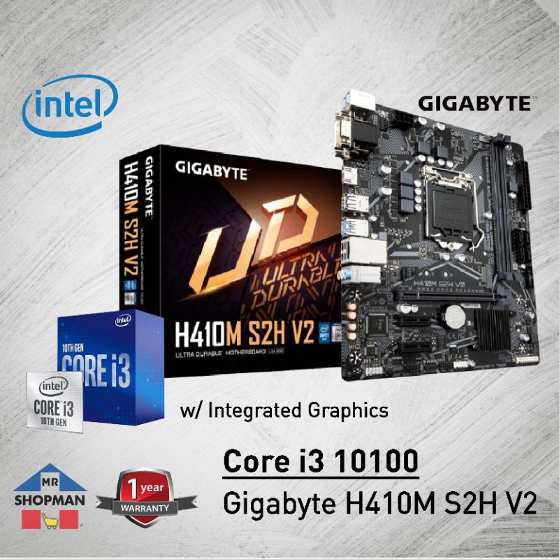 INTEL Core i3 10100 Processor w/ Graphics + Gigabyte H410M S2H V2 ... INTEL Core i3 10100 Processor w/ Graphics + Gigabyte H410M S2H V2 ...