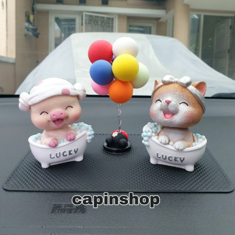 Solar PIR PIG cat BATH UP // lucky cat piggy piggy piggy piggy Car ...