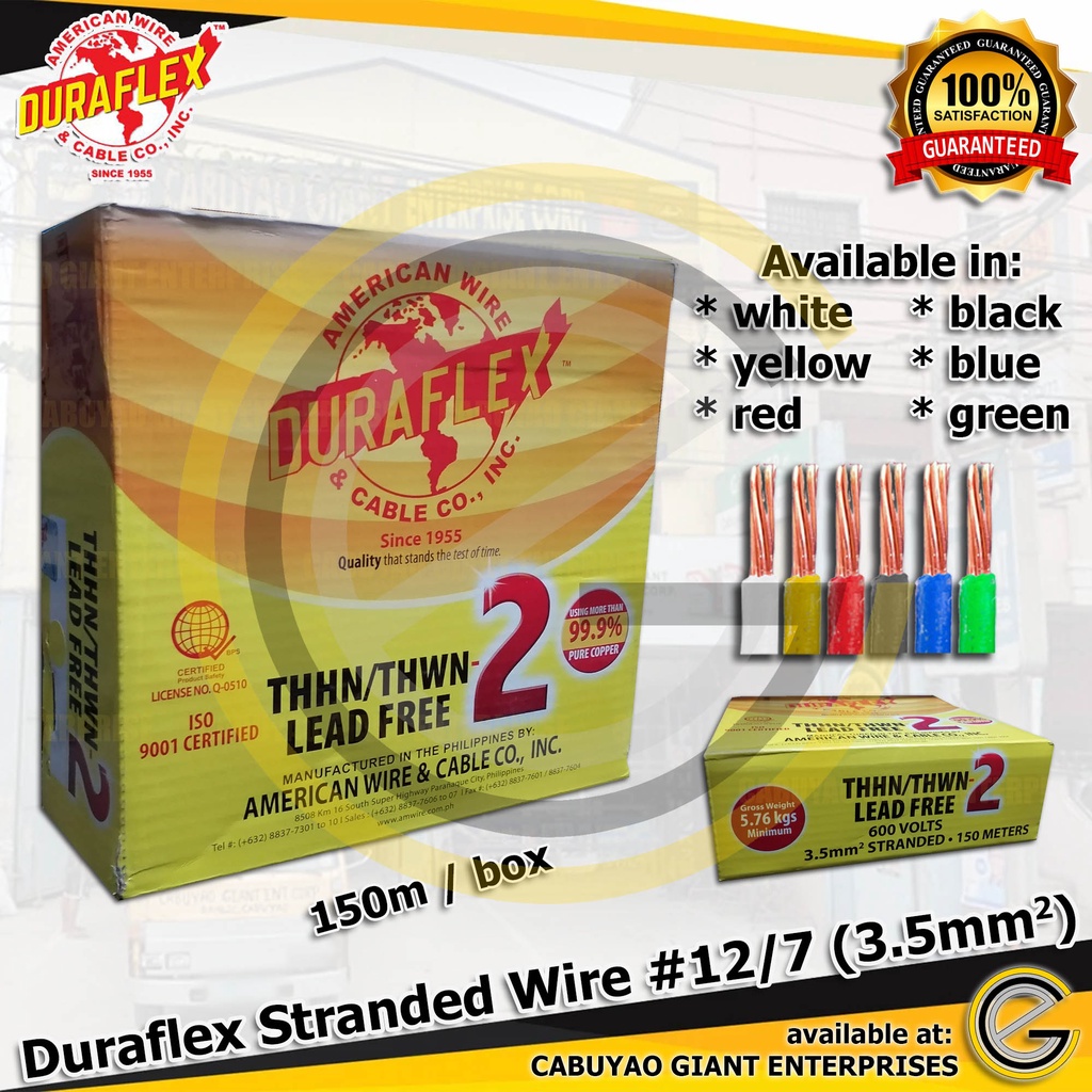 American Wire Duraflex Stranded Wire #12/7 (3.5mm2) THHN/THWN-2 Lead ...