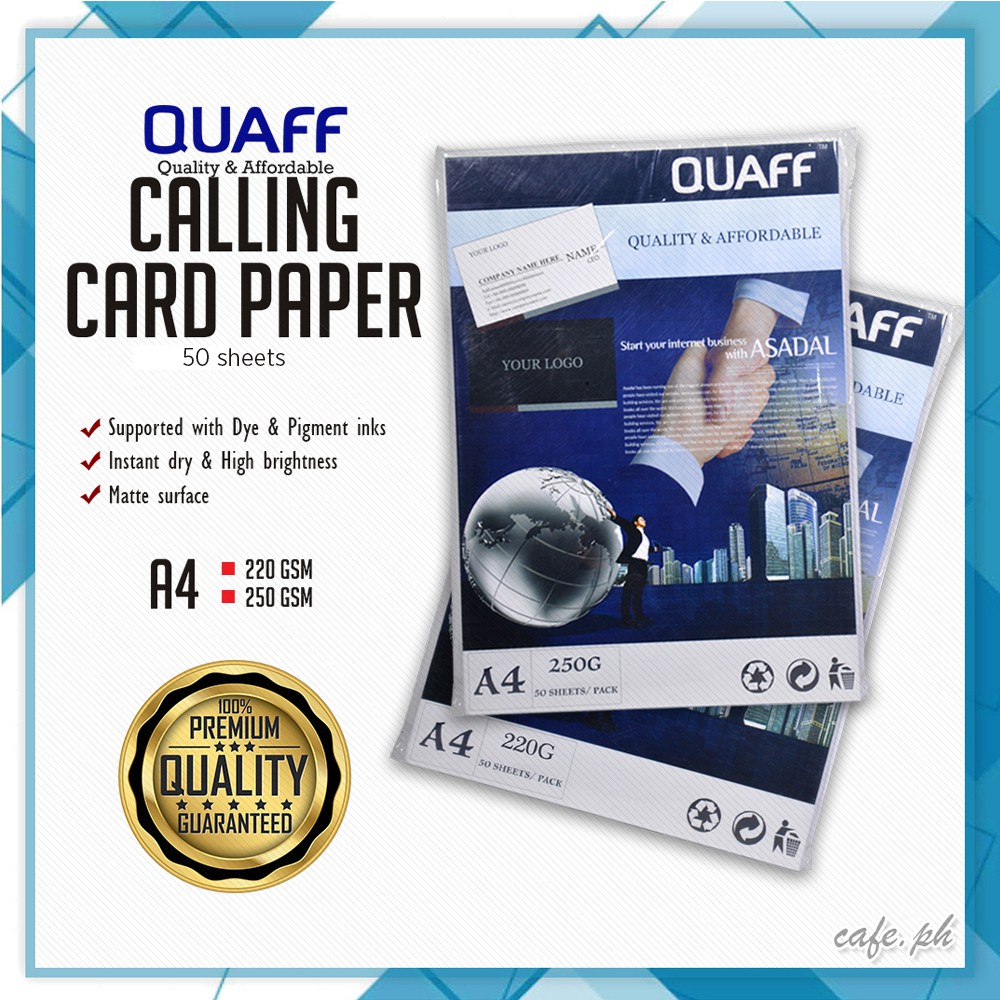 A4 Size QUAFF Double-sided Matte Calling Card Paper / Card stock Paper ...