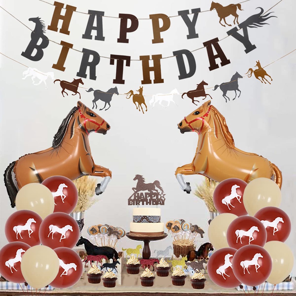 CHEEREVEAL Horse Theme Birthday Party Decor for Boys Western Party ...