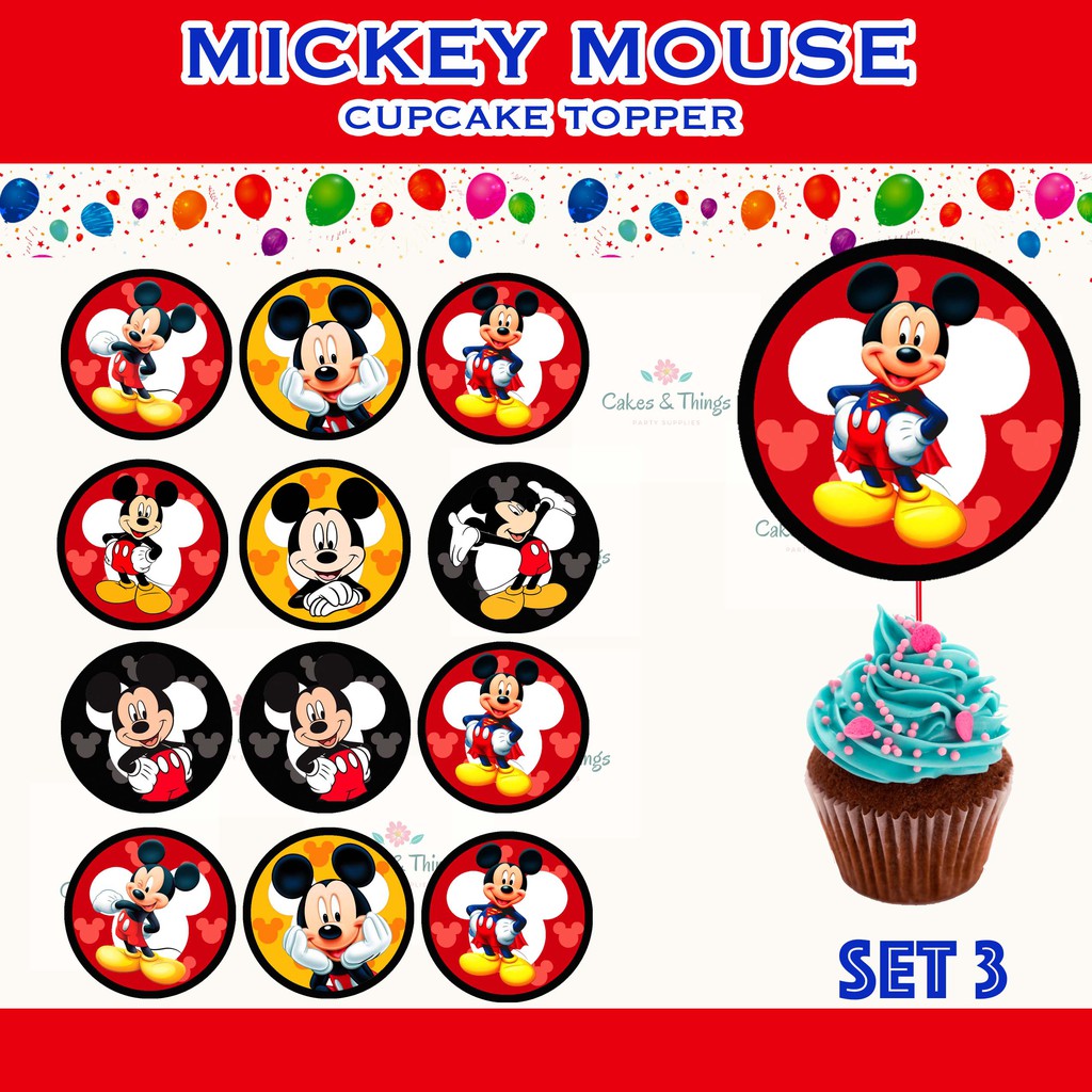 Mickey Mouse Edible Cupcake Toppers