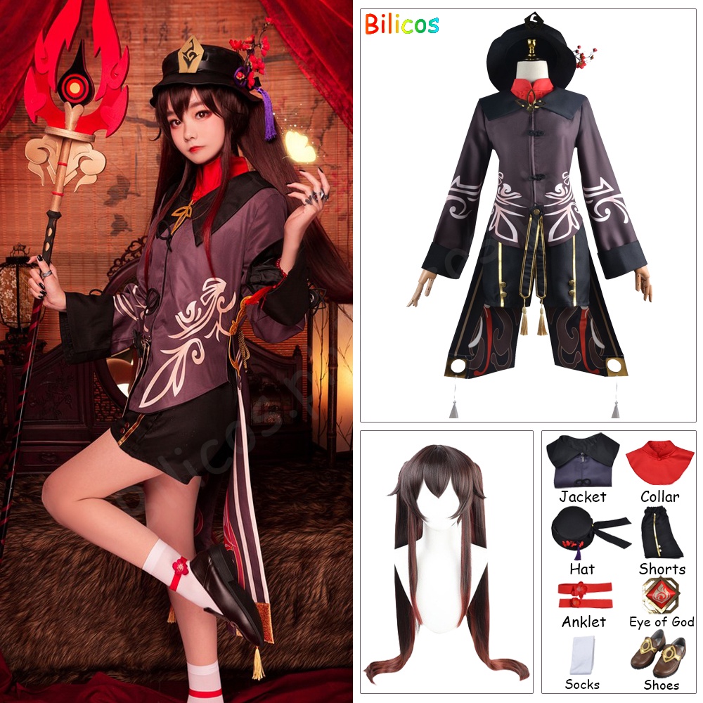 Game Genshin Impact Hutao Cosplay Costume Uniform Wig Cosplay Hu Tao ...