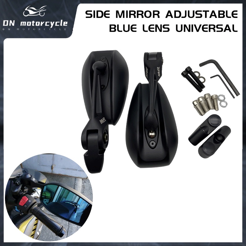 Motorcycle MHR Side Mirror Adjustable Blue Lens Universal Made IN ...
