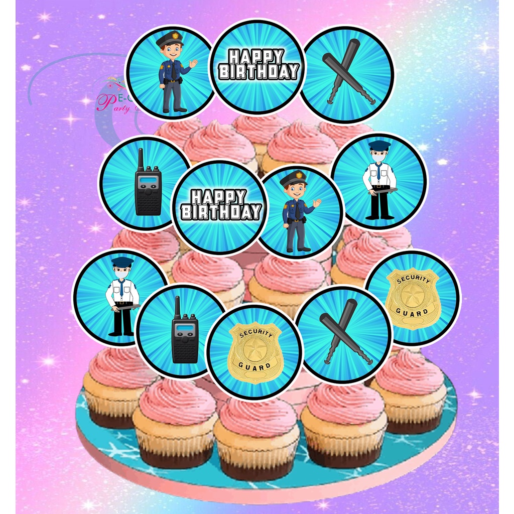 Security Guard Theme Cupcake Topper | Shopee Philippines