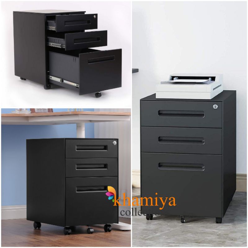 Black All Metal Mobile Pedestal Cabinet, Office Drawer, File Cabinet ...