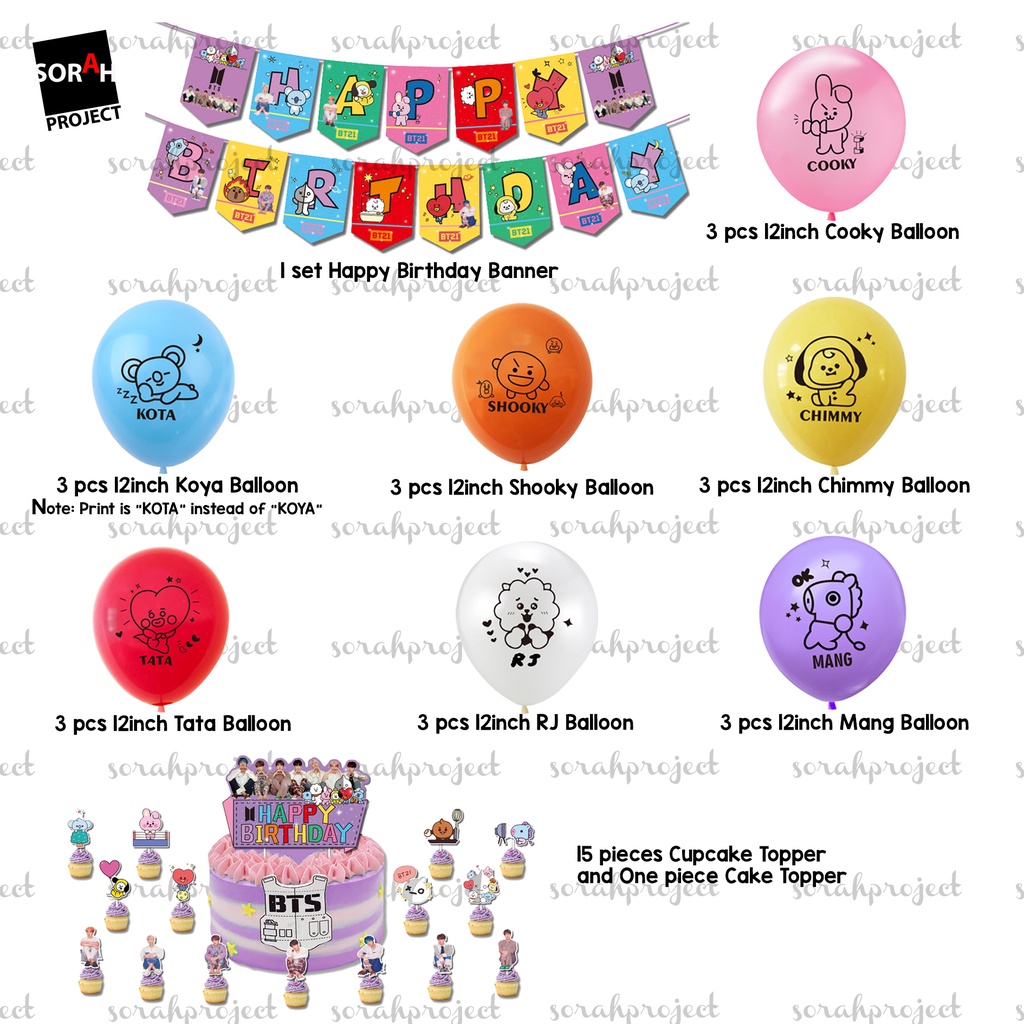KPOP BT21 BTS 2 Birthday Party Decoration Balloon Theme Set Package DIY ...