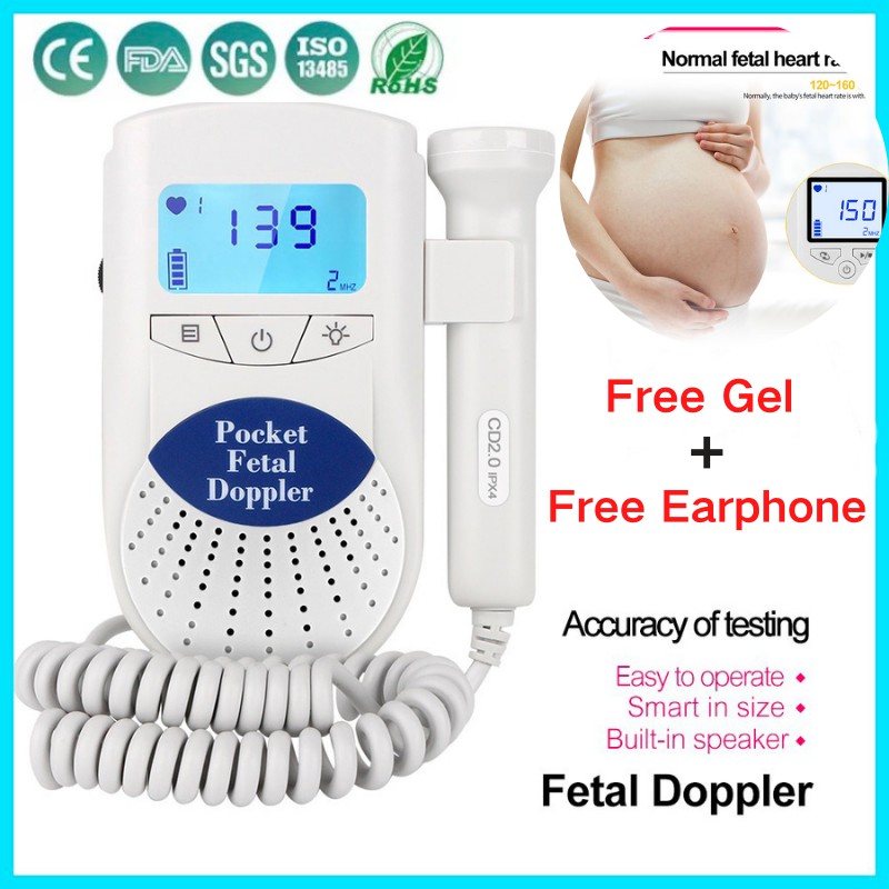 Fetal doppler baby heart beat monitor device portable medical LCD ...
