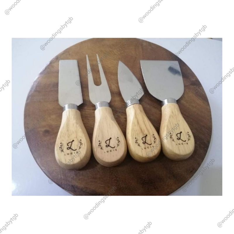 TGB Laser Engraved 4pc Cheese Knives Set Personalized Shopee 