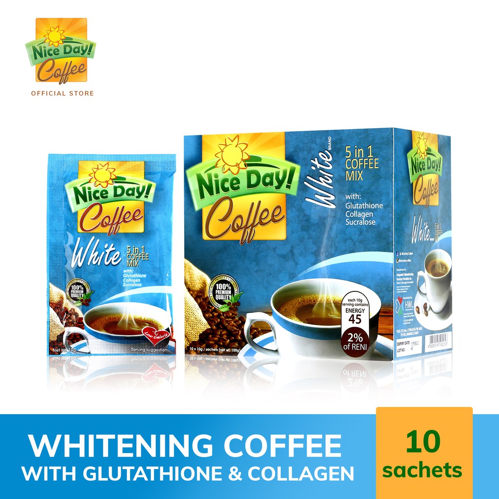 Nice Day Coffee White 1 Box Glutathione Collagen Whitening Coffee ...