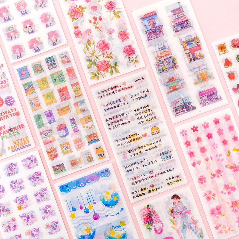 6 Sheets Cute Paper Sticker Kawaii Diary Scrapbooking Decoration Album ...