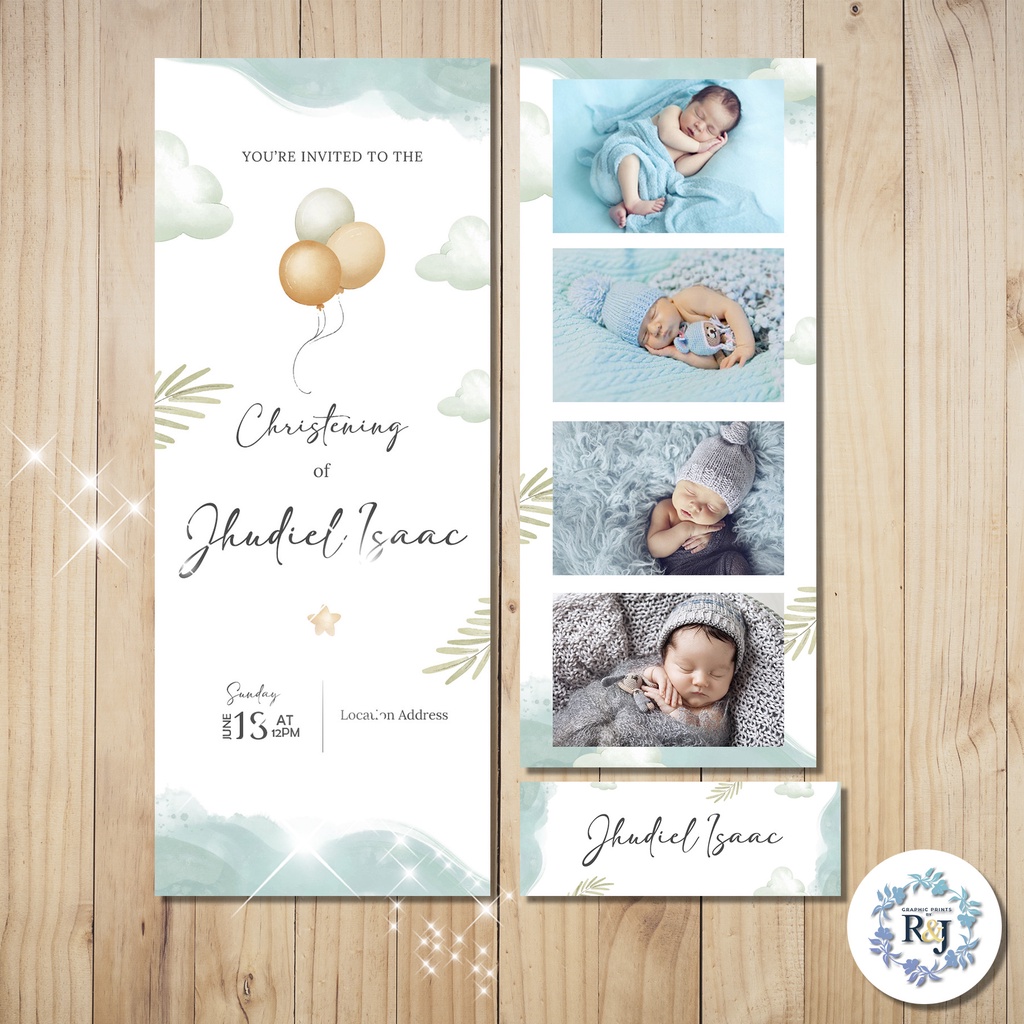 Bookmark Style Invitation | Christening | Baptism | Birthday ...
